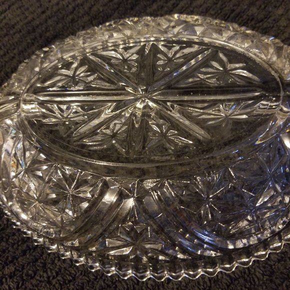 Kitchen | Vintage Crystal Cut Glass Divided Dish | Poshmark